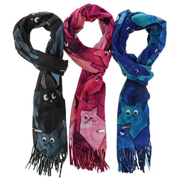 Equilibrium Quirky Cats Soft Feel Scarf - 3 Colour Options – Cat World ...